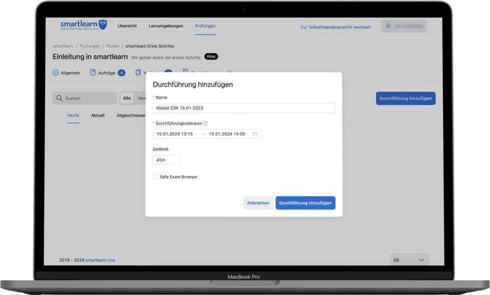 smartlearn – Durchführung erstellen