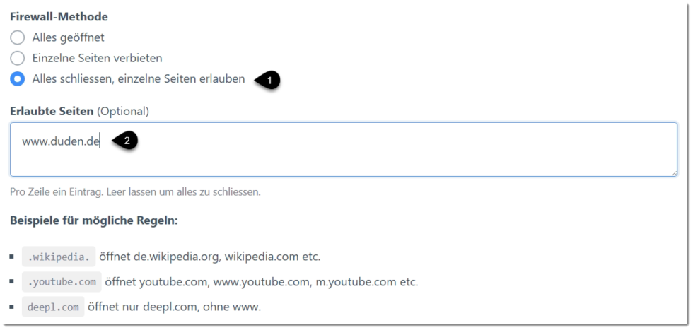 smartlearn – Konfiguration smartlearn Firewall duden.de